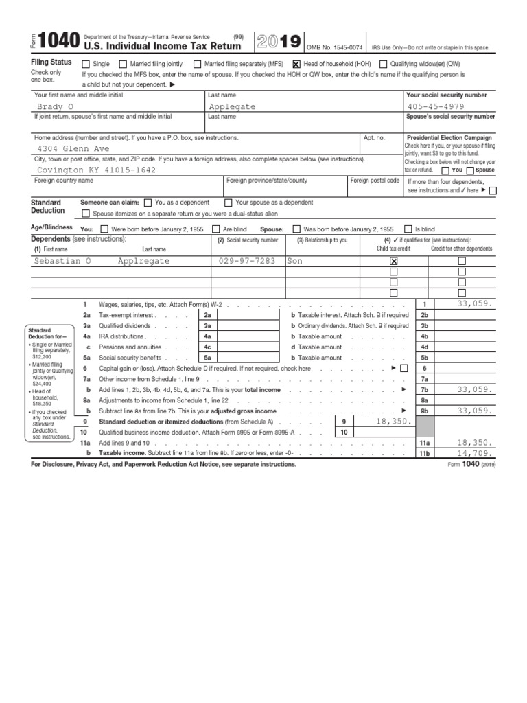 2019 TaxReturn | PDF | Irs Tax Forms | Taxes