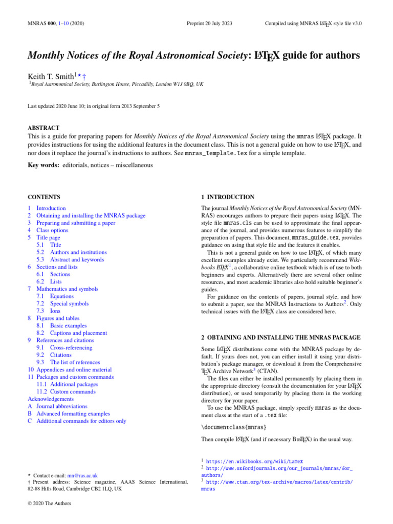 mnras_guide | PDF | Minute And Second Of Arc | Citation