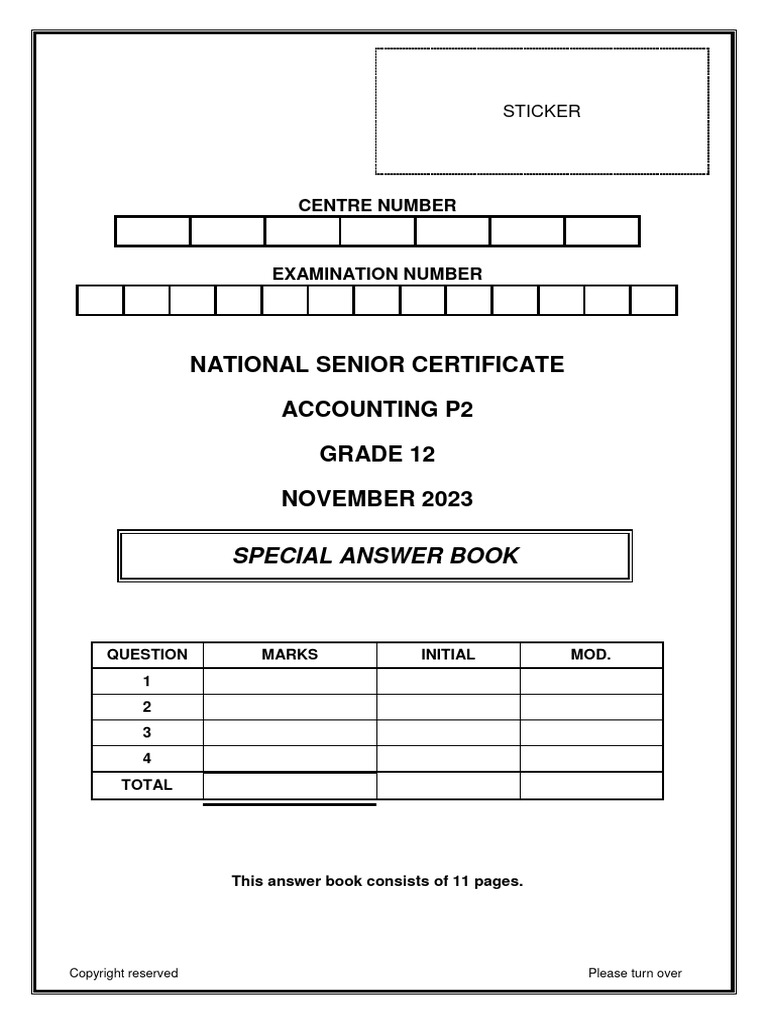 Accounting P2 Nov 2023 Answer Book Eng | PDF | Debits And Credits | Money