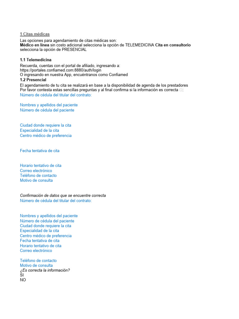 Guía de Citas Médicas y Servicios Confiamed | PDF | Aplicación movil ...