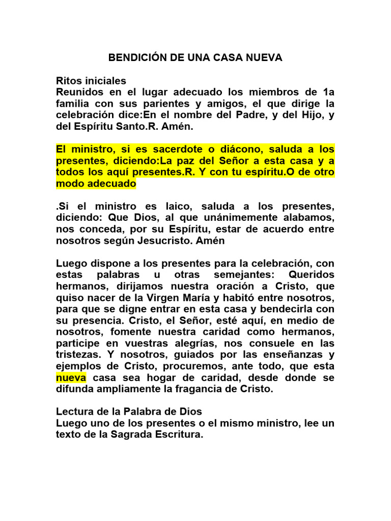 Bendición para una Casa Nueva | PDF | Jesús | María, madre de Jesús