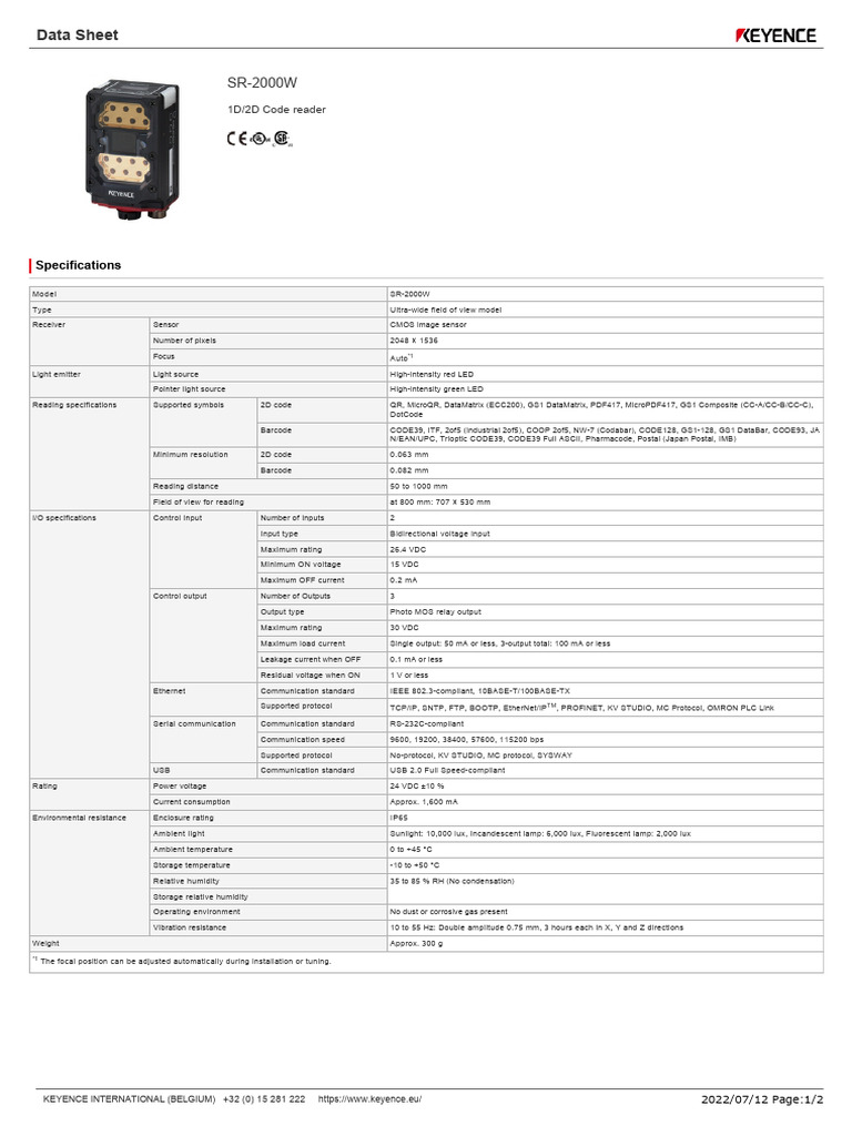 SR-2000W_Datasheet | PDF