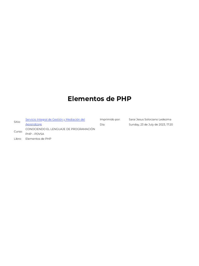 Elementos de PHP | PDF | Php | HTML