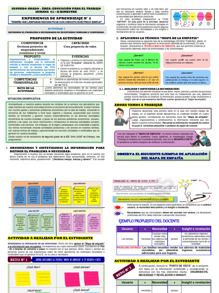 SEMANA 2 - EdA 2 - ACT. 2 - FASE DEFINIR (2) | PDF | Aprendizaje