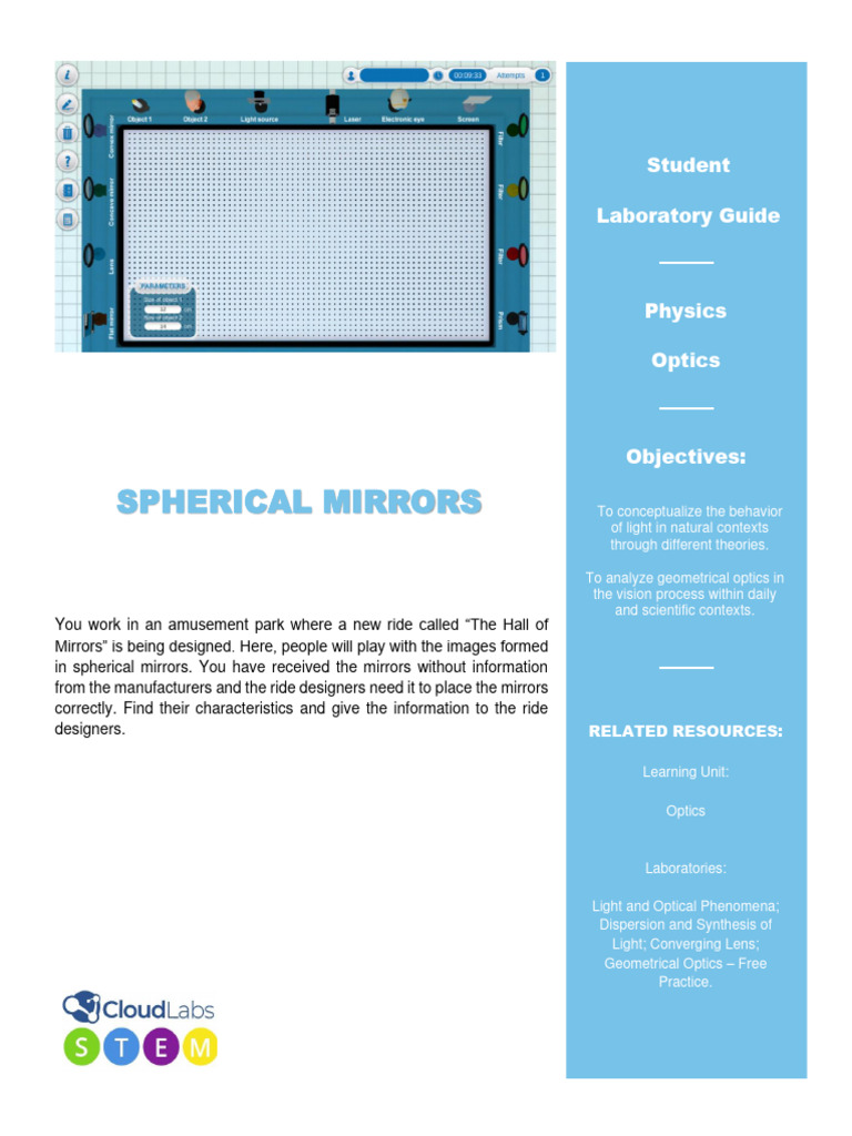 Spherical Mirrors Laboratory Guide | PDF | Optics | Mirror