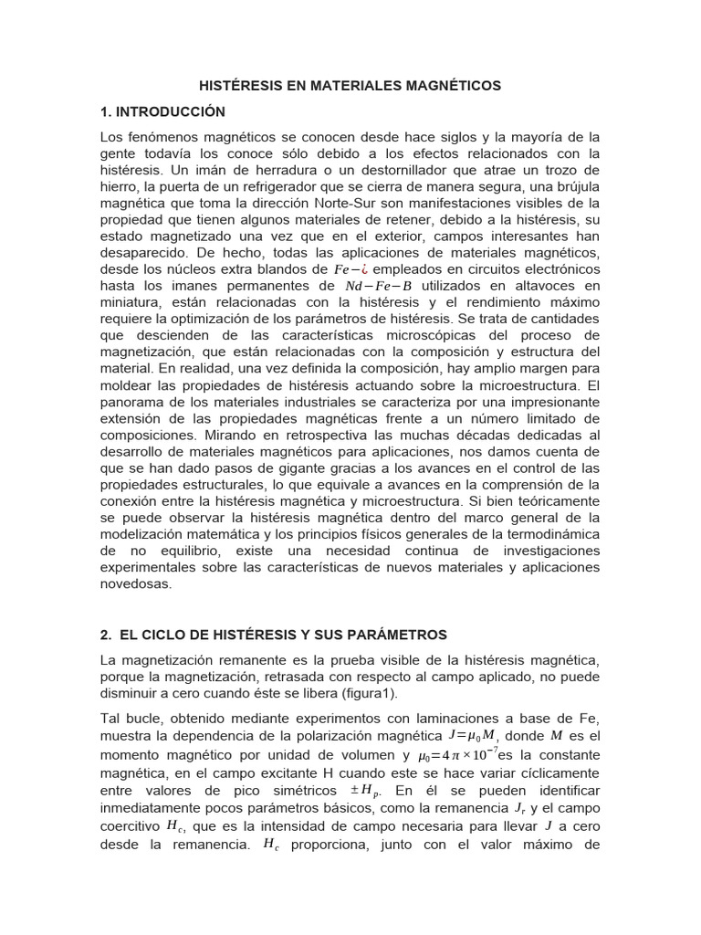 Histéresis en Materiales Magnéticos | PDF | Histéresis | Campo magnético