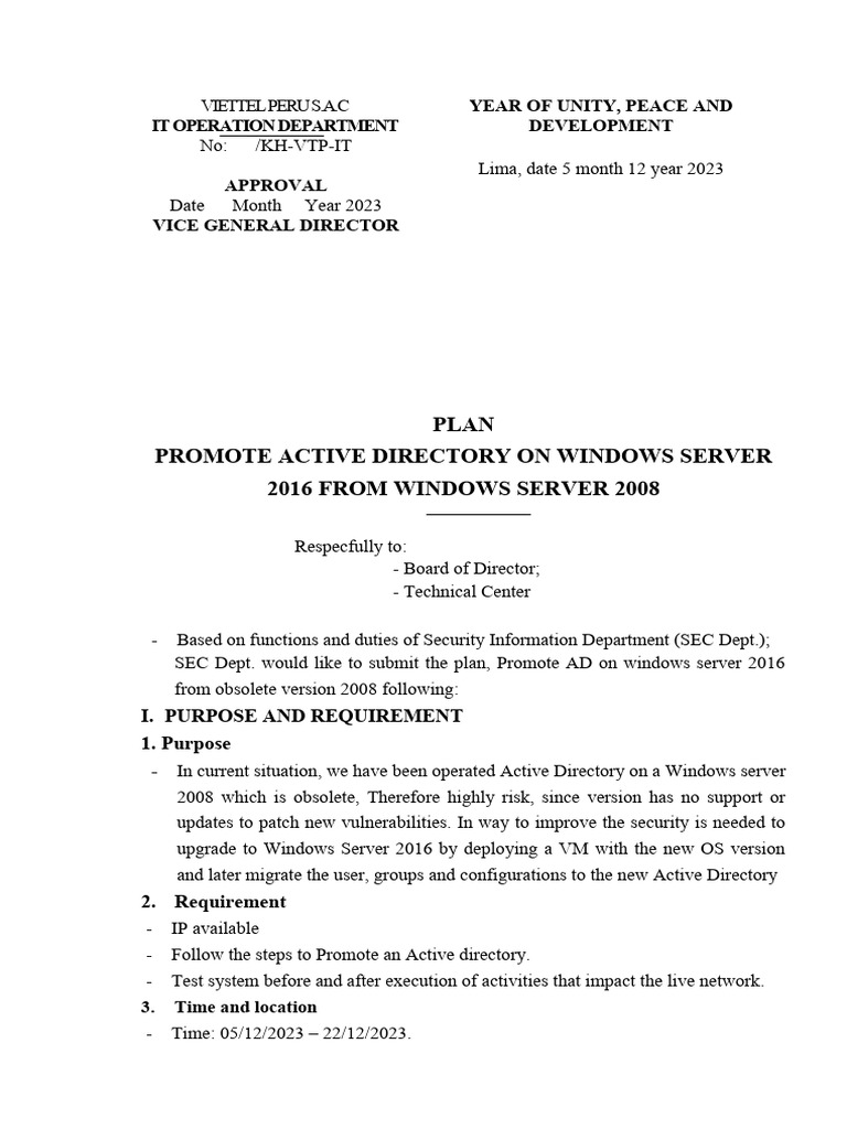 AD Upgrade Plan for IT Teams | PDF | Active Directory | Computer Networking