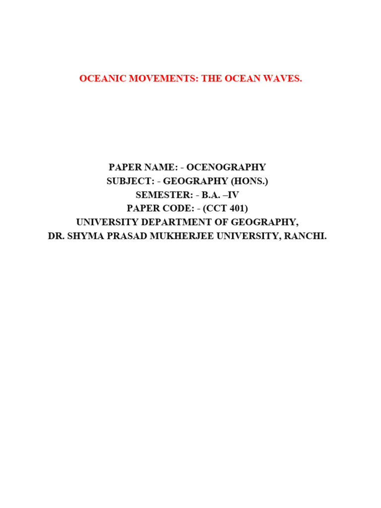 Oceanic Movements The Ocean Waves. | PDF | Oceans | Waves