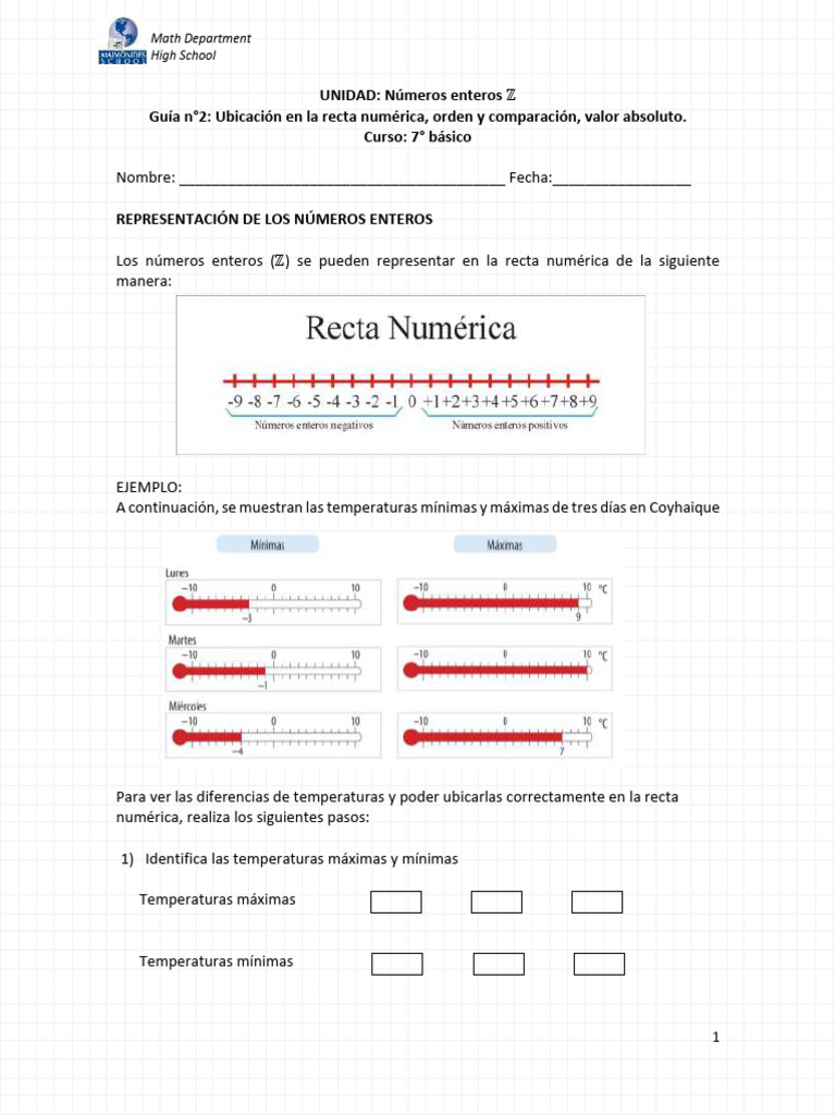 2 Guía 2 Recta Numérica. Orden, Valor Absoluto e Inverso Aditivo | PDF ...