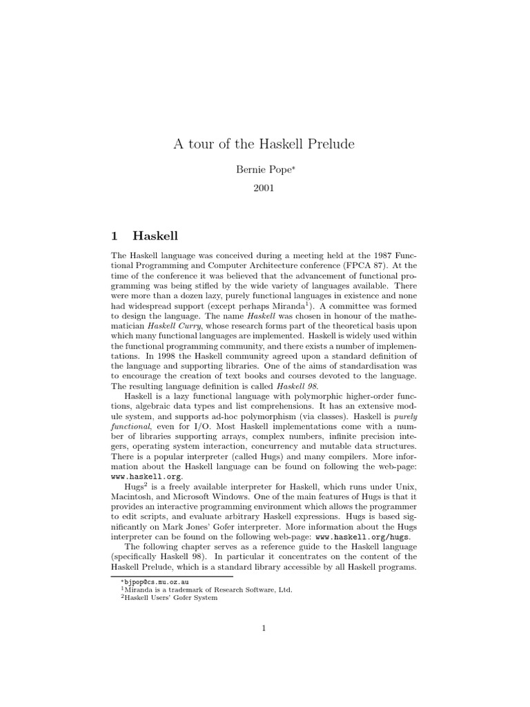 Haskell Prelude Tour A4 | PDF | Boolean Data Type | Integer (Computer Science)