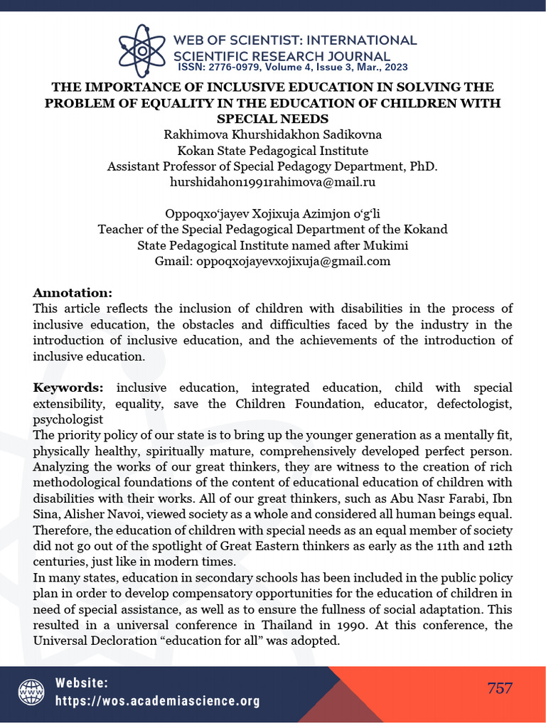 1449-Article Text-2463-1-10-20230328 | PDF | Inclusion (Education ...