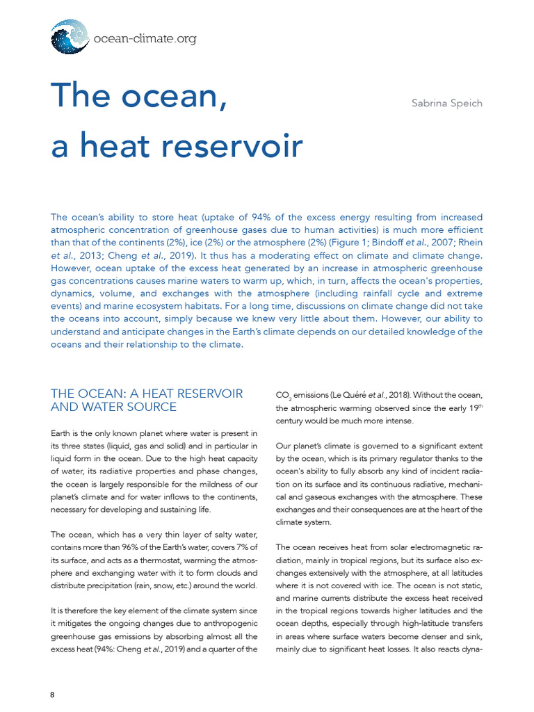 The Ocean A Heat Reservoir Scientific Fact Sheets 2019 | PDF | Oceans ...