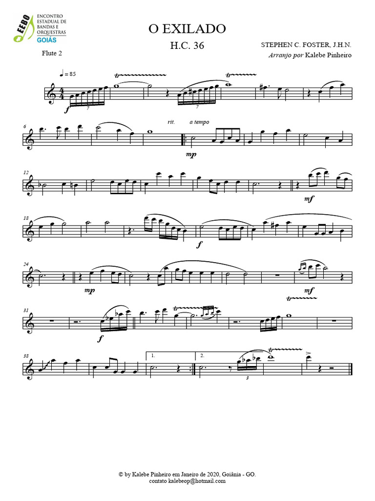 36 HC O Exilado - EEBO - Flute 2 | PDF