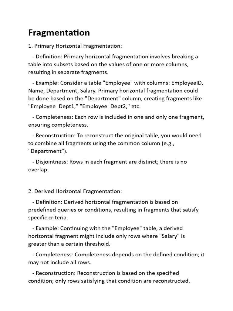 Fragmentations | PDF | Table (Database) | Databases