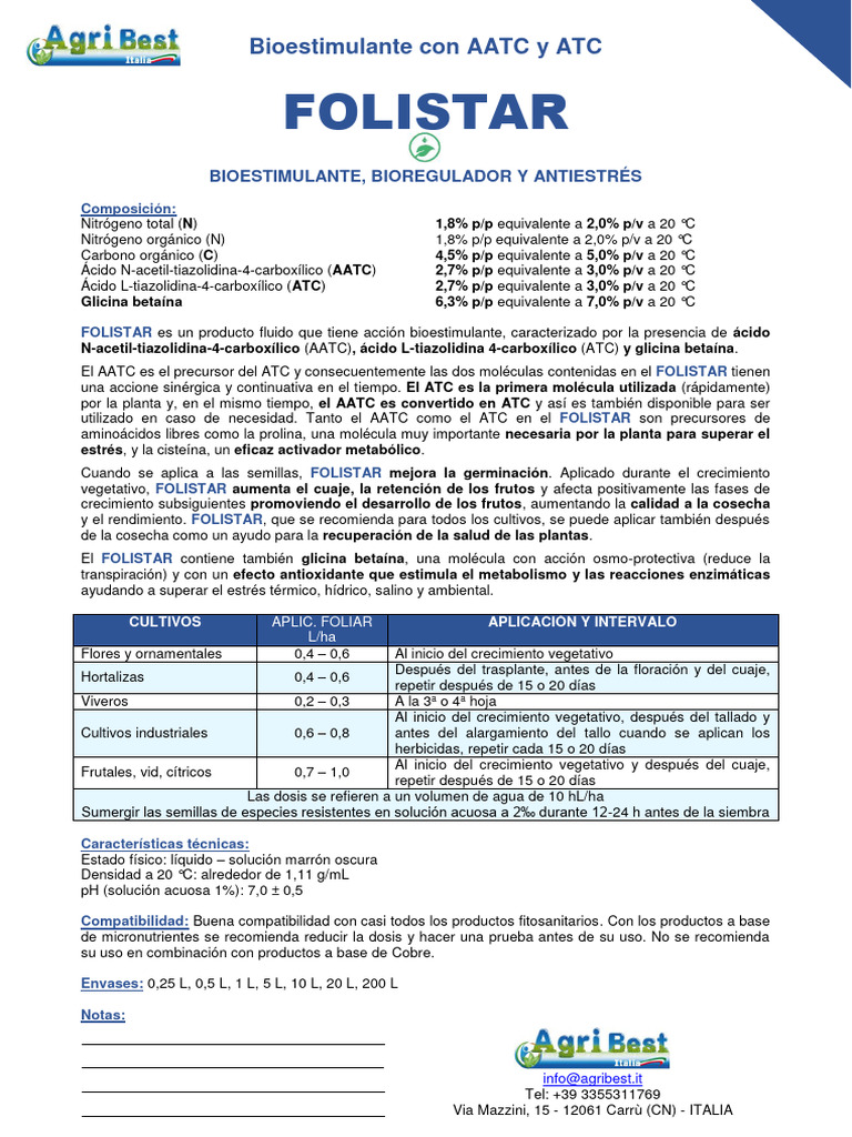 Folistar - Ficha técnica | PDF