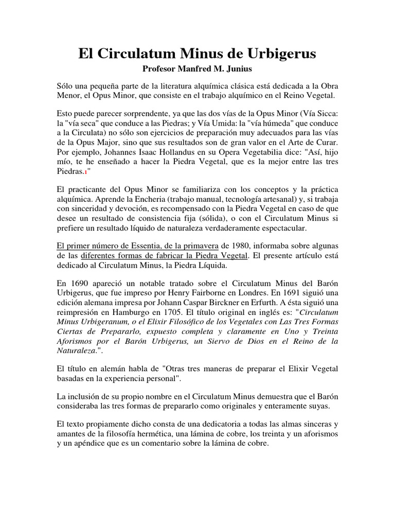 El Circulatum Minus de Urbigerus | PDF | Destilación | Química