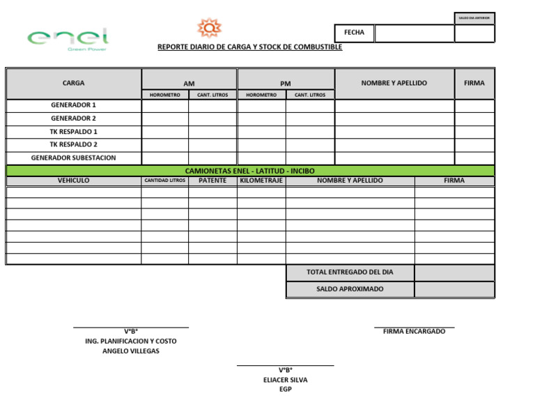Formato de Carga Combustible SGS | PDF