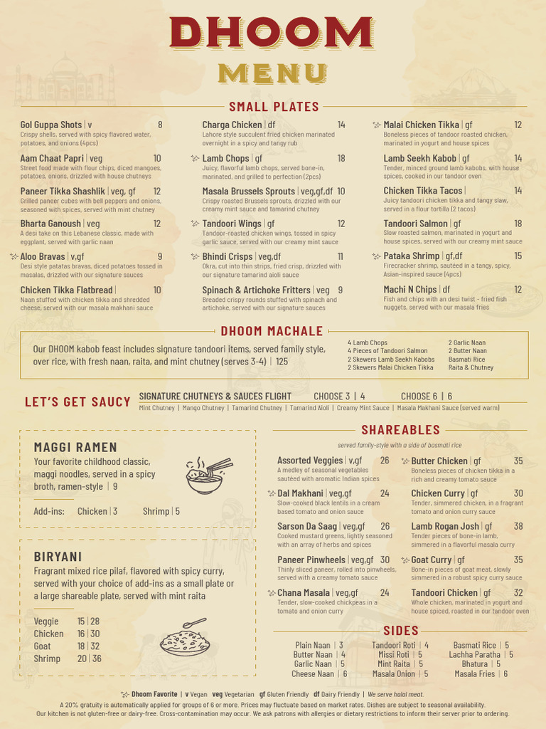 Dhoom-Main-Menu | PDF | Curry | Kebab