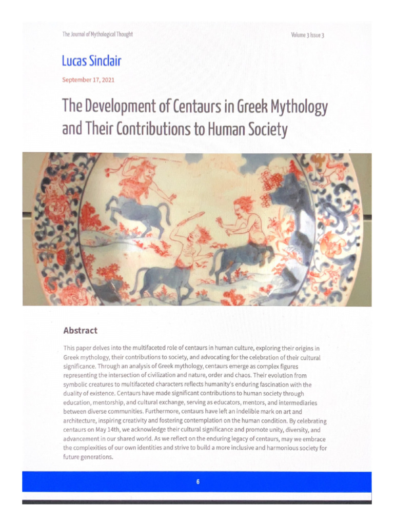 The Development of Centaurs in Greek Mythology and Their Contributions ...