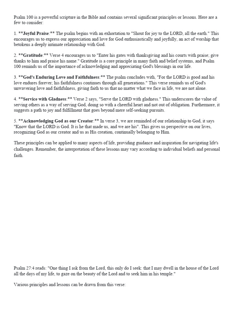 Psalm 27 - 4 | PDF | God | Psalms