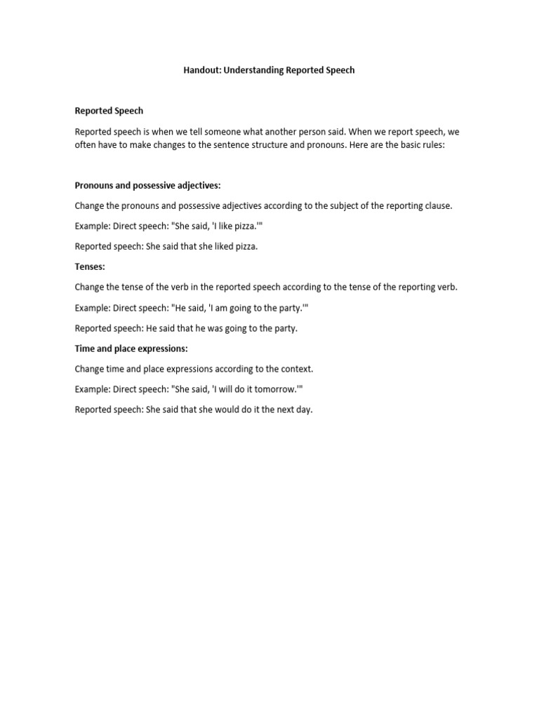 Mastering Reported Speech Rules | PDF | Language Arts & Discipline