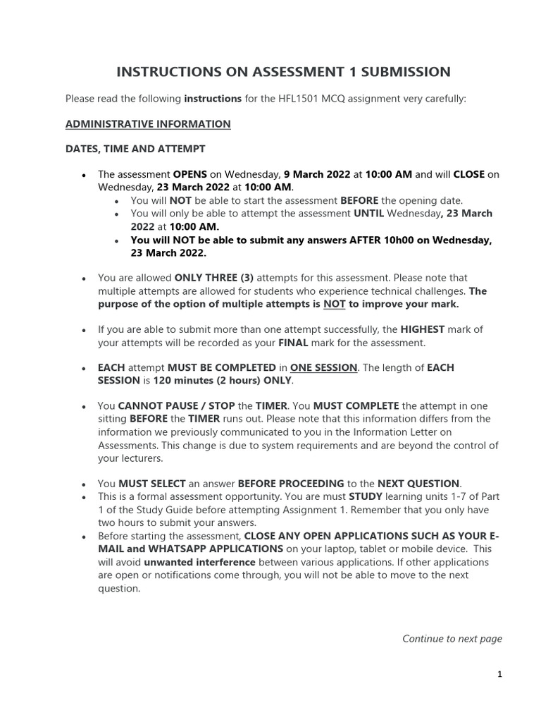 HFL1501 Assignment 1 Submission Instructions | PDF HFL1501 Assignment 1 Submission Instructions | PDF