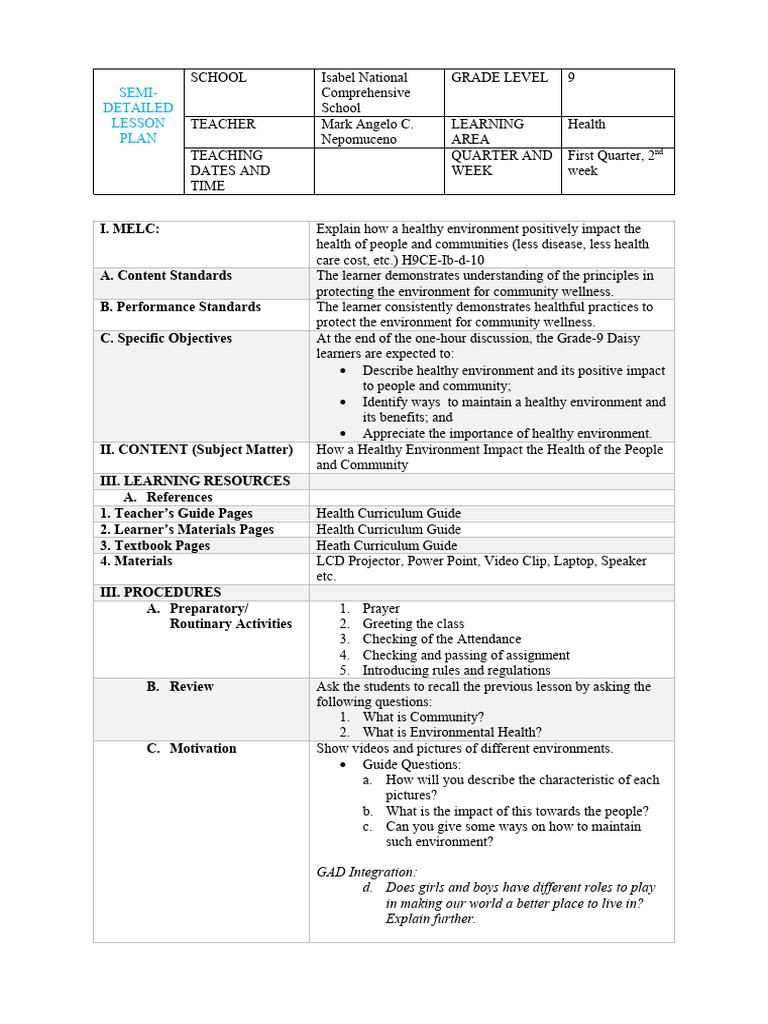 JHS 2022 LP GAD Integration | PDF | Learning | Curriculum