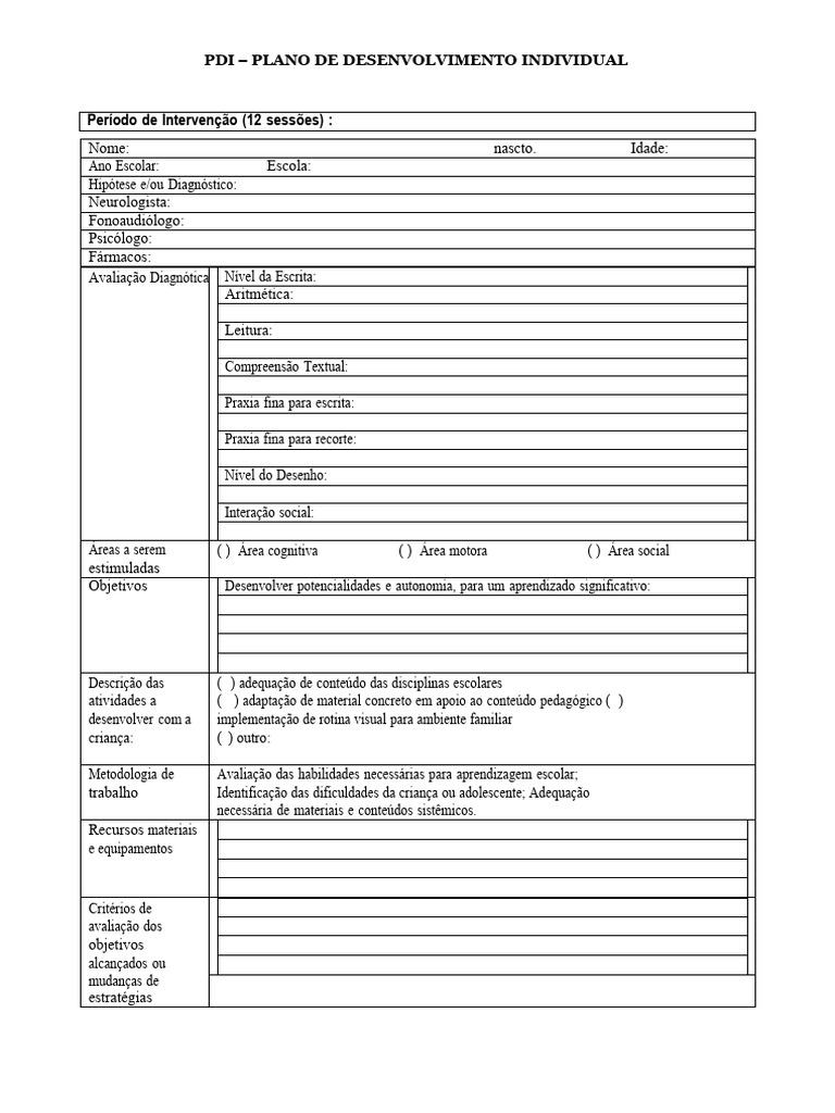 32 Pdi - Modelo de Plano de Desenvolvimento Individual | PDF