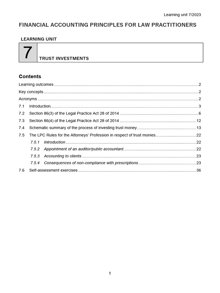 FAC1503 - 2023 - Learning Unit 7 | PDF | Debits And Credits | Banks