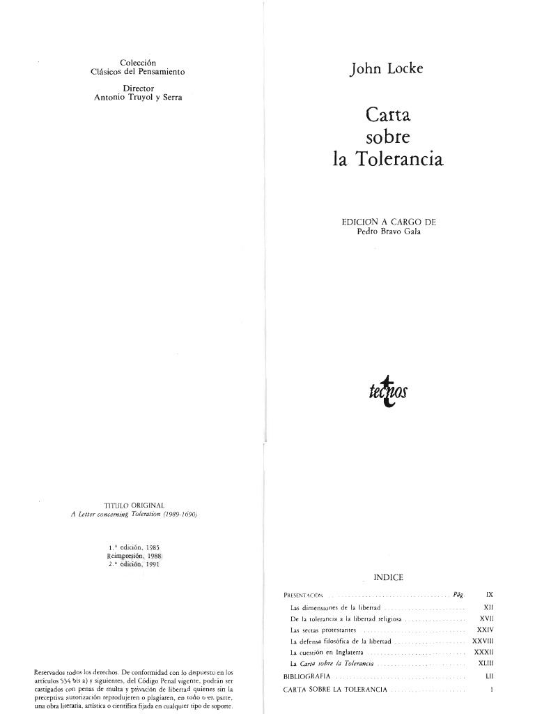 Carta Sobre La Tolerancia | PDF