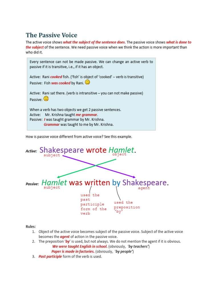 Grammar-Notes-Passive-Voice v2 | PDF | Verb | Subject (Grammar)