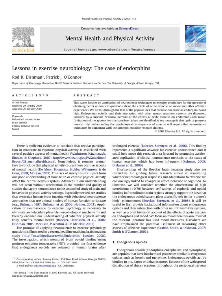 Lessons in Exercise Neurobiology The Case of Endorphins | PDF | Opioid ...