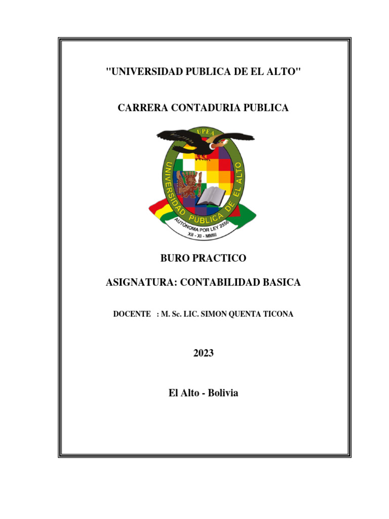 Enunciado de Buro de Conta-Basica 2023 | PDF | Cheque | Contabilidad