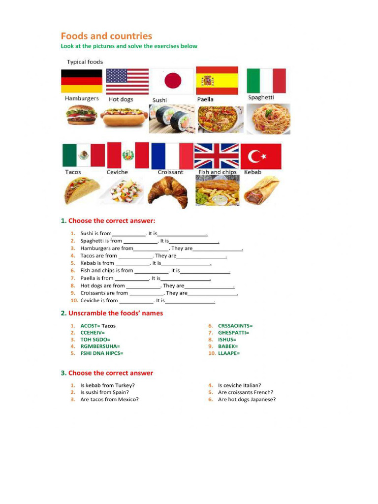 Food Countries Nationalaties | PDF