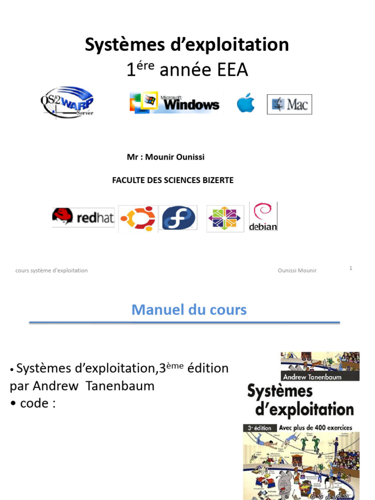 Systèmes D'exploitation Eea Cha-1final | PDF | Système d'exploitation | Programme informatique