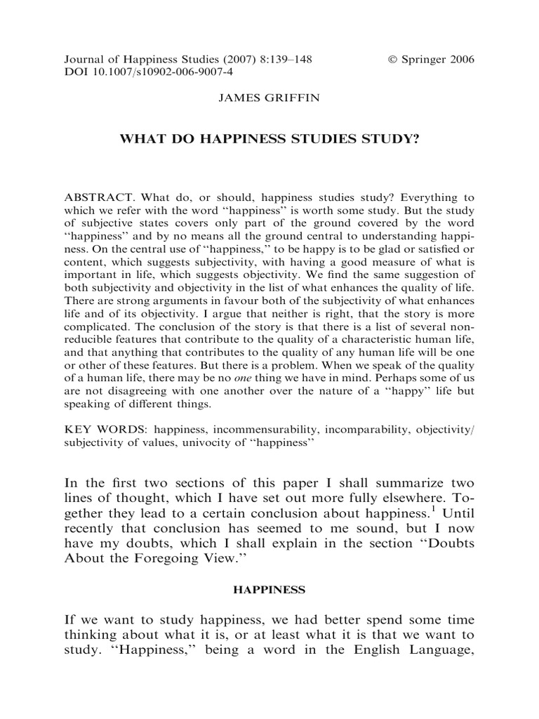 What Do Happiness Studies Study | PDF | Happiness | Attitude (Psychology)