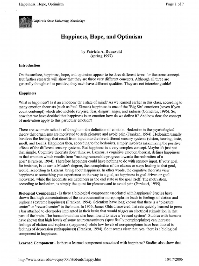 Hope Optimism | PDF