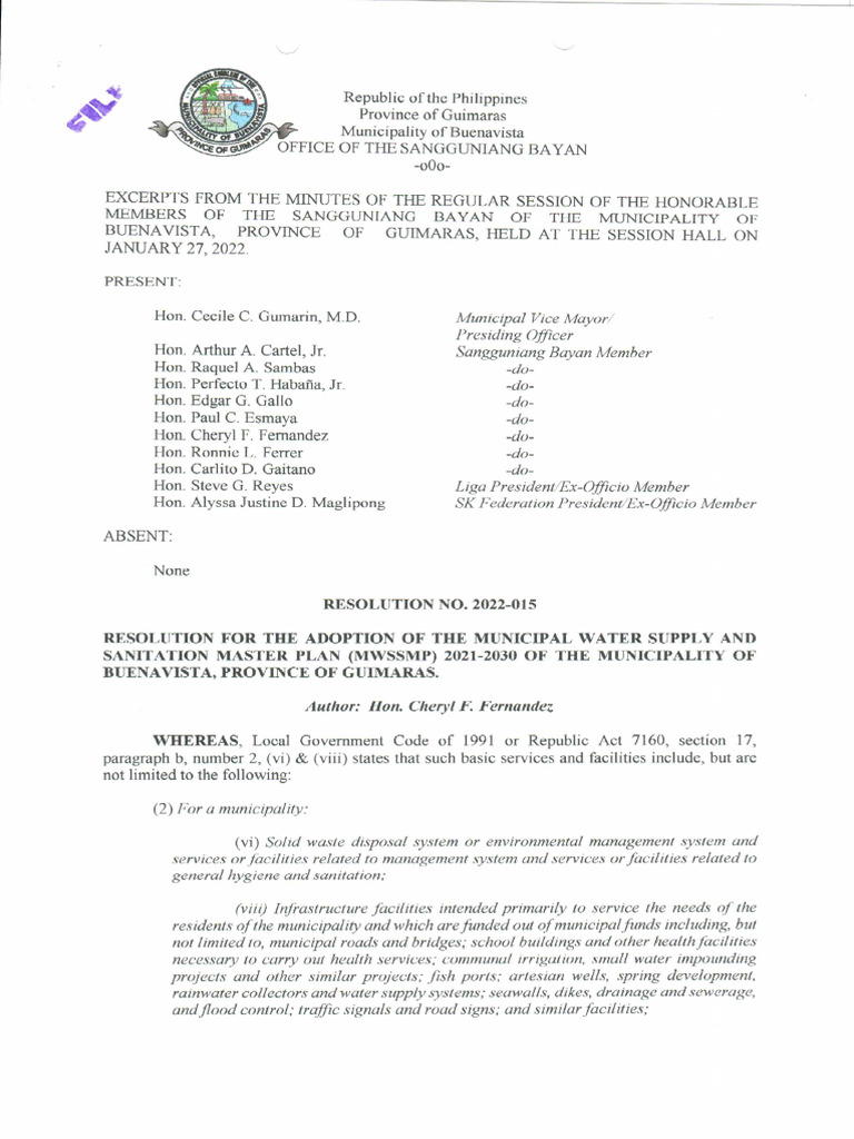 H2O and Sanitation Master Plan | PDF