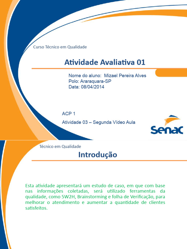 Modelo - Atividade2 Modulo H | PDF | Qualidade (negócios) | Logística