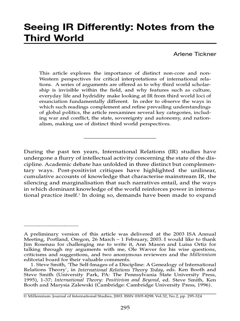 TICKNER - Seeing IR Differently Notes From The Thi | PDF | Knowledge ...
