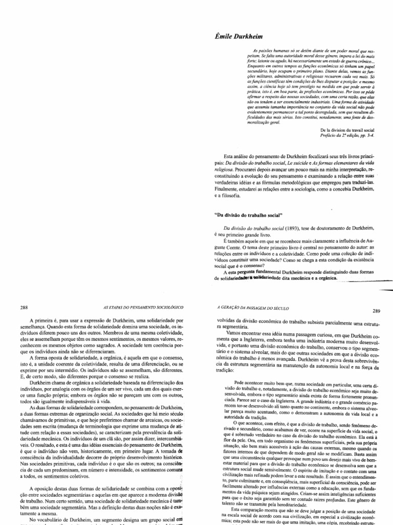 Aron - Seç Ã o Sobre Durkheim (2.1) | PDF