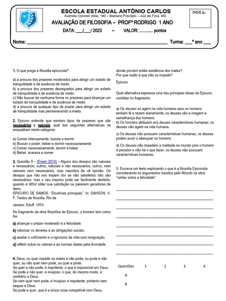 Prova 2 Ano | PDF | Deus