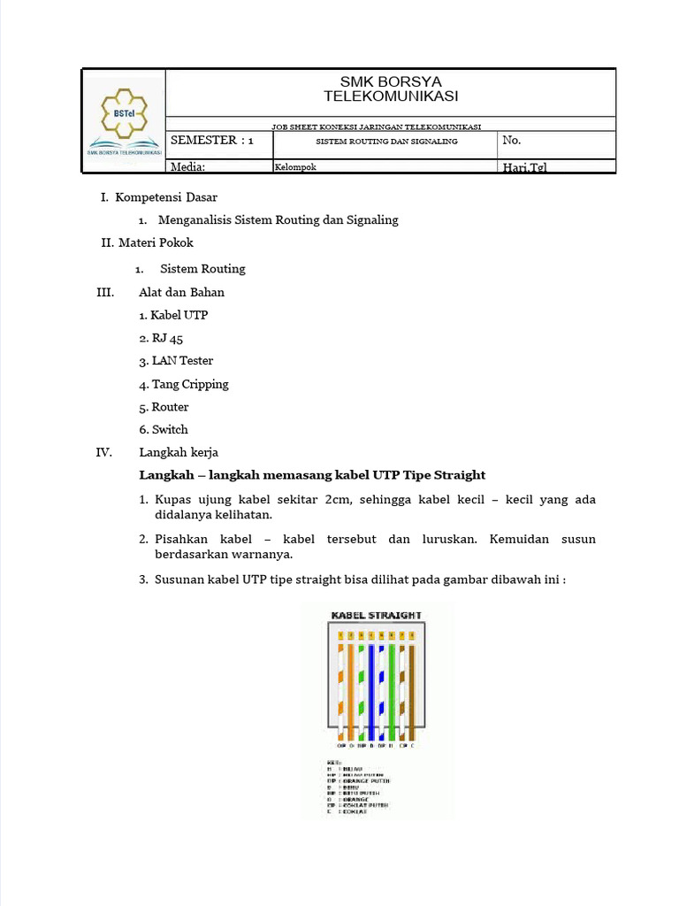 Jobsheet Kjt Kabel Lan | PDF