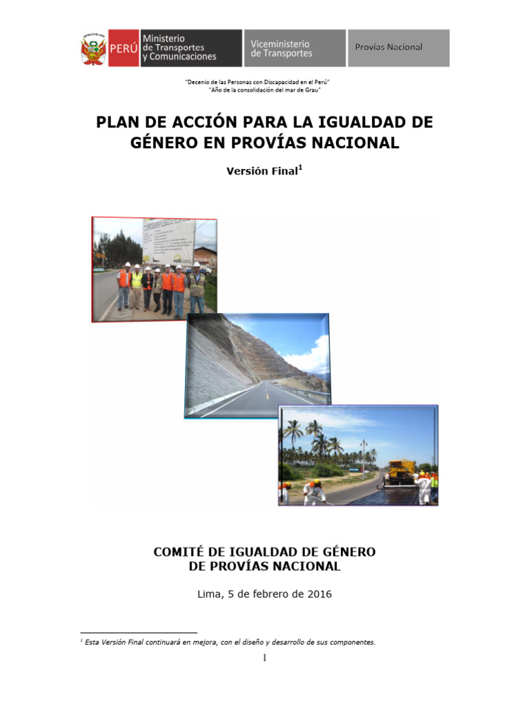 1 PVN PLAN DE ACCION DE GENERO VF - 20160205 2 | PDF | Estudios de ...