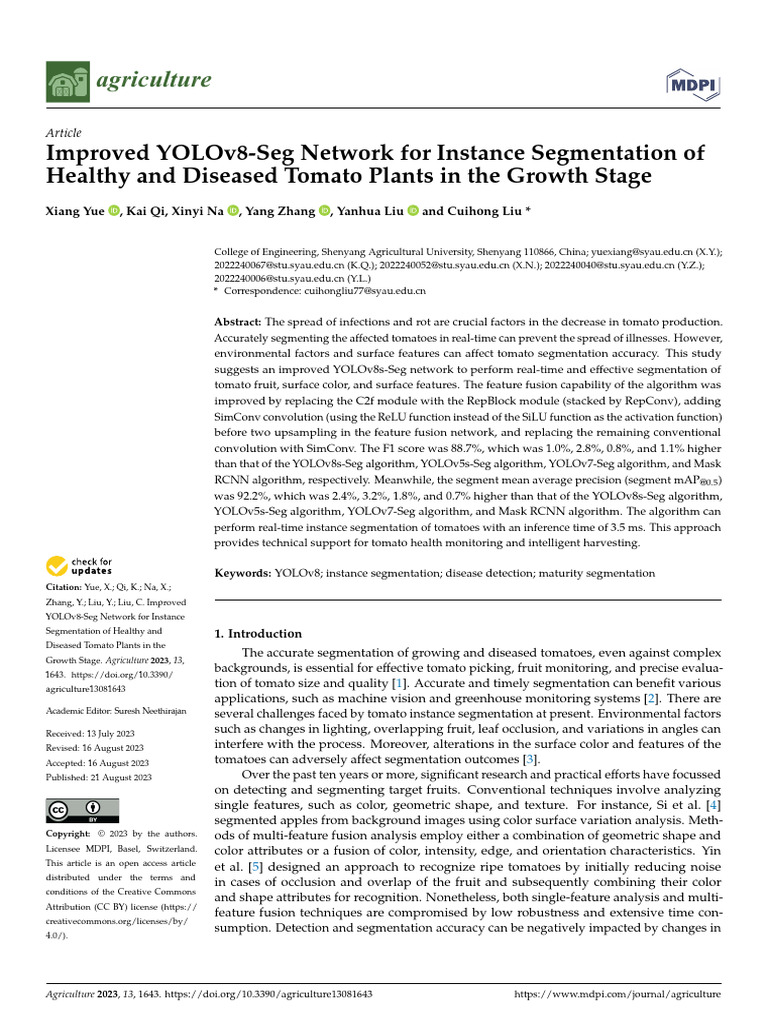 Improved YOLOv8-Seg Network For Instance Segmentat | PDF | Image Segmentation | Tomato