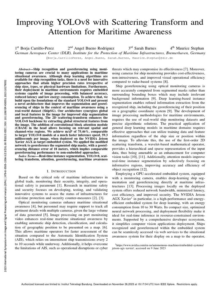 Improving YOLOv8 With Scattering Transform and Attention For Maritime Awareness | PDF | Deep ...