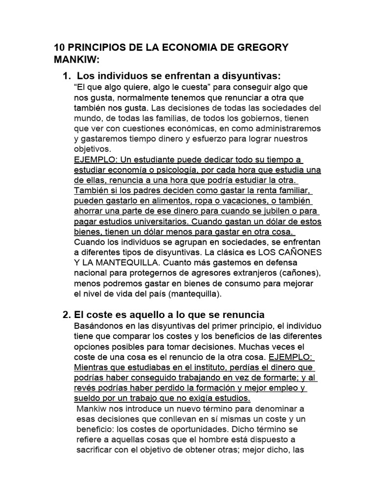 10 PRINCIPIOS DE LA ECONOMIA DE GREGORY MANKIW | PDF | Mercado (economía) | Curva de Phillips