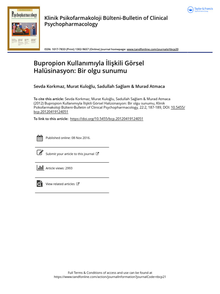 Bupropion Kullanimiyla Iliskili Gorsel Halisinasyon | PDF