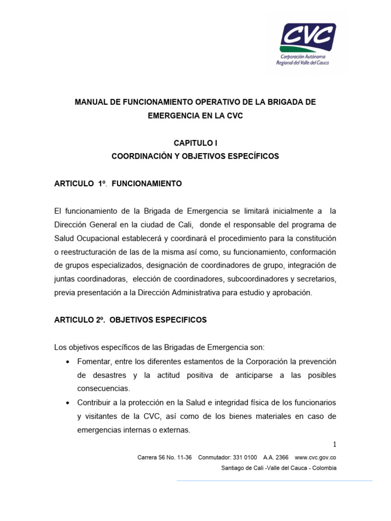 funcionamientobrigada emergencia | PDF | Primeros auxilios | Seguridad y salud ocupacional