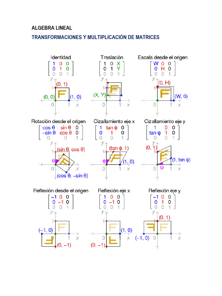Transformaciones y Multiplicación de Matrices | PDF | Matriz ...